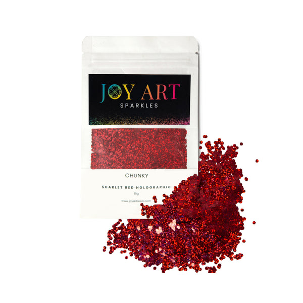 Scarlet Red Holographic Chunky Sparkles – Joy Art